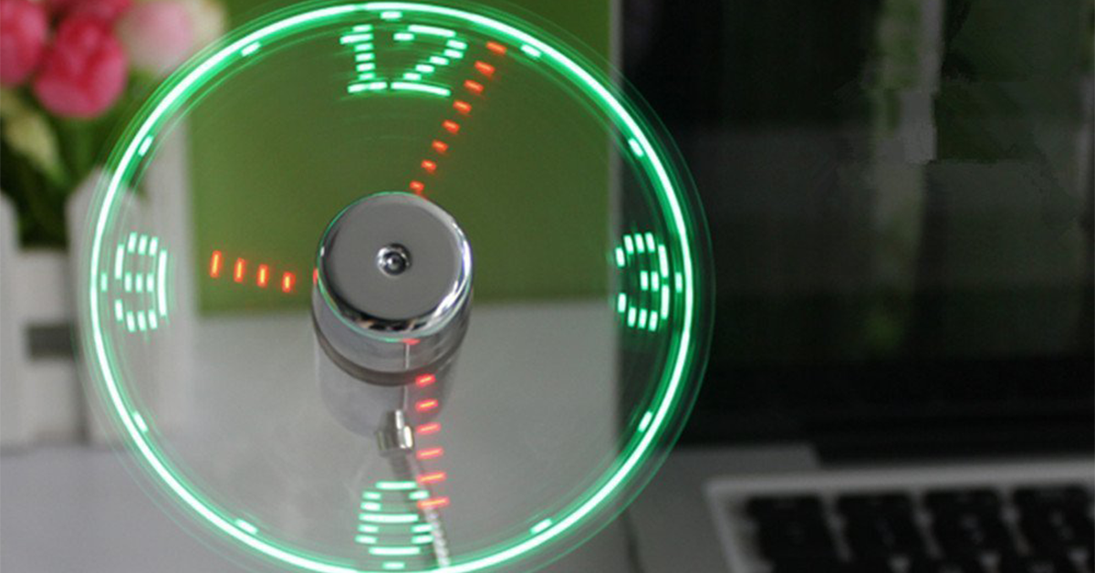 USB-Powered LED Clock Fan | drunkMall