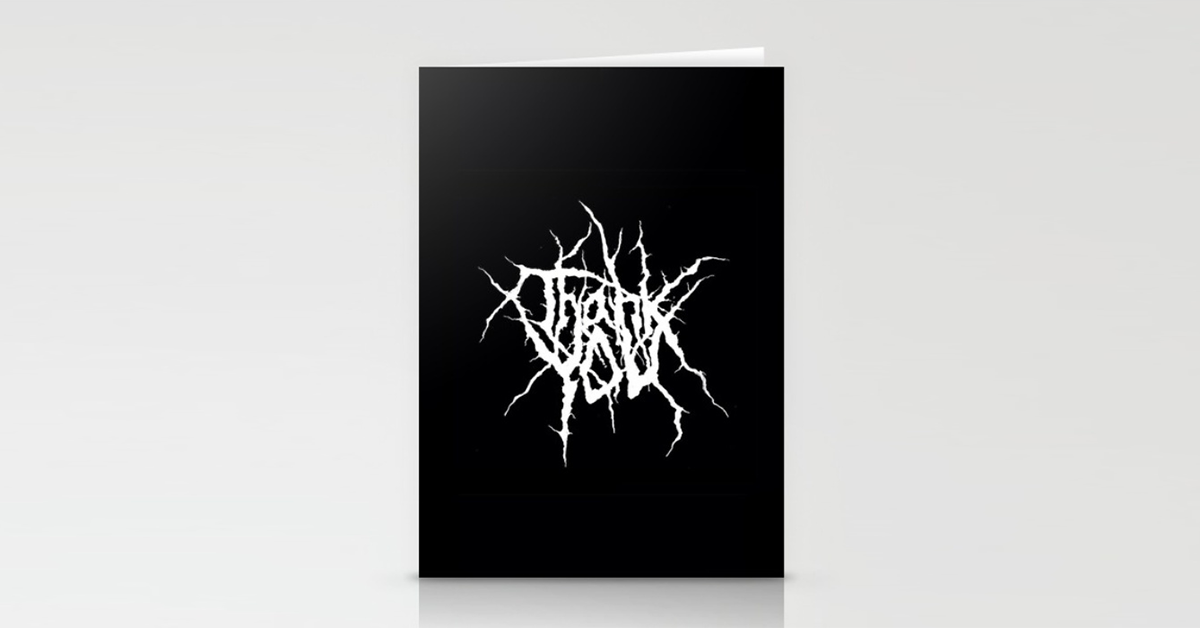 Black Metal Thank You Cards | drunkMall
