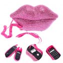 Pink Rhinestone Lips Phone | drunkMall